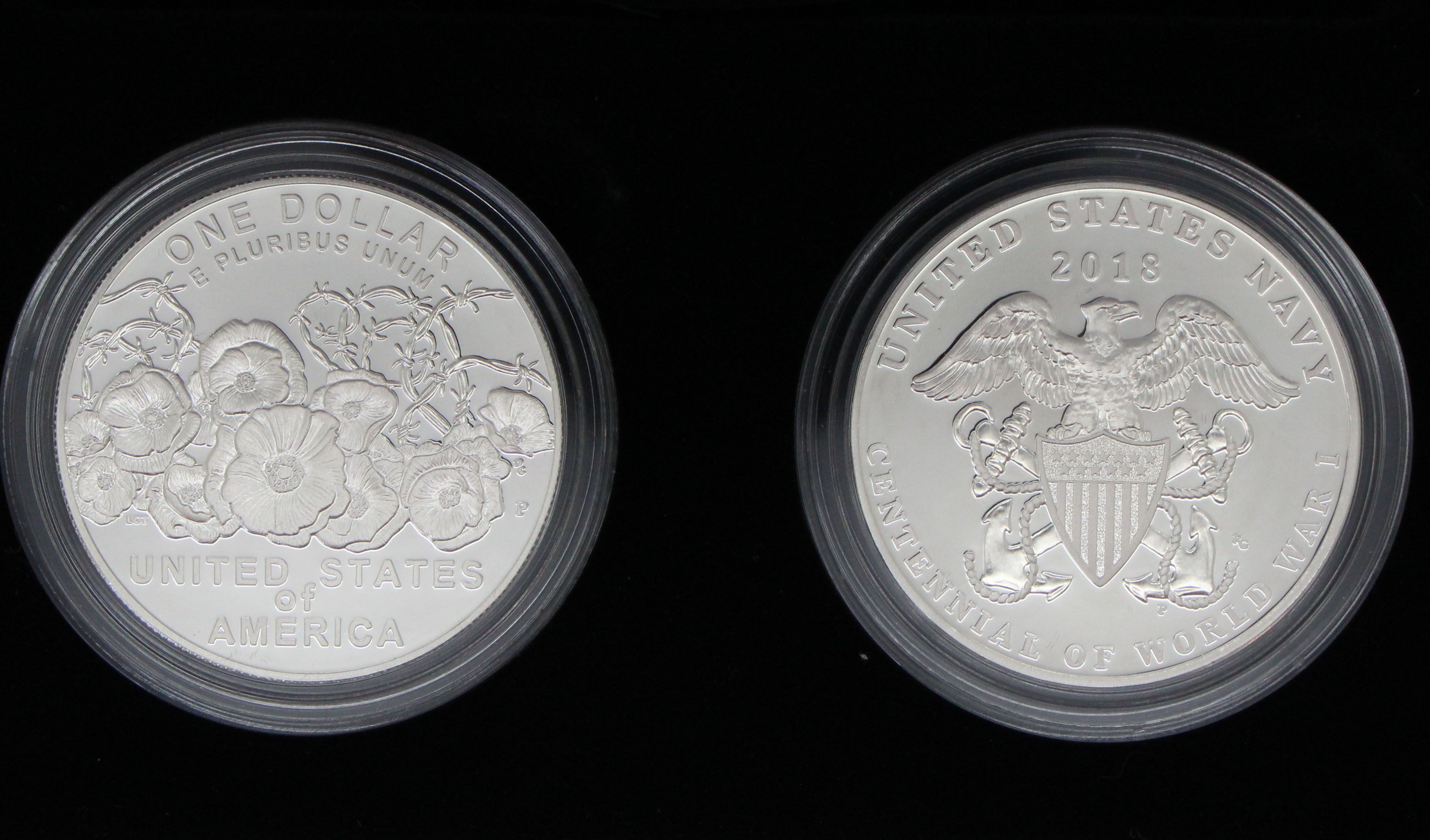 2018 World War I Centennial Silver Dollar & Navy Medal Set | Property Room