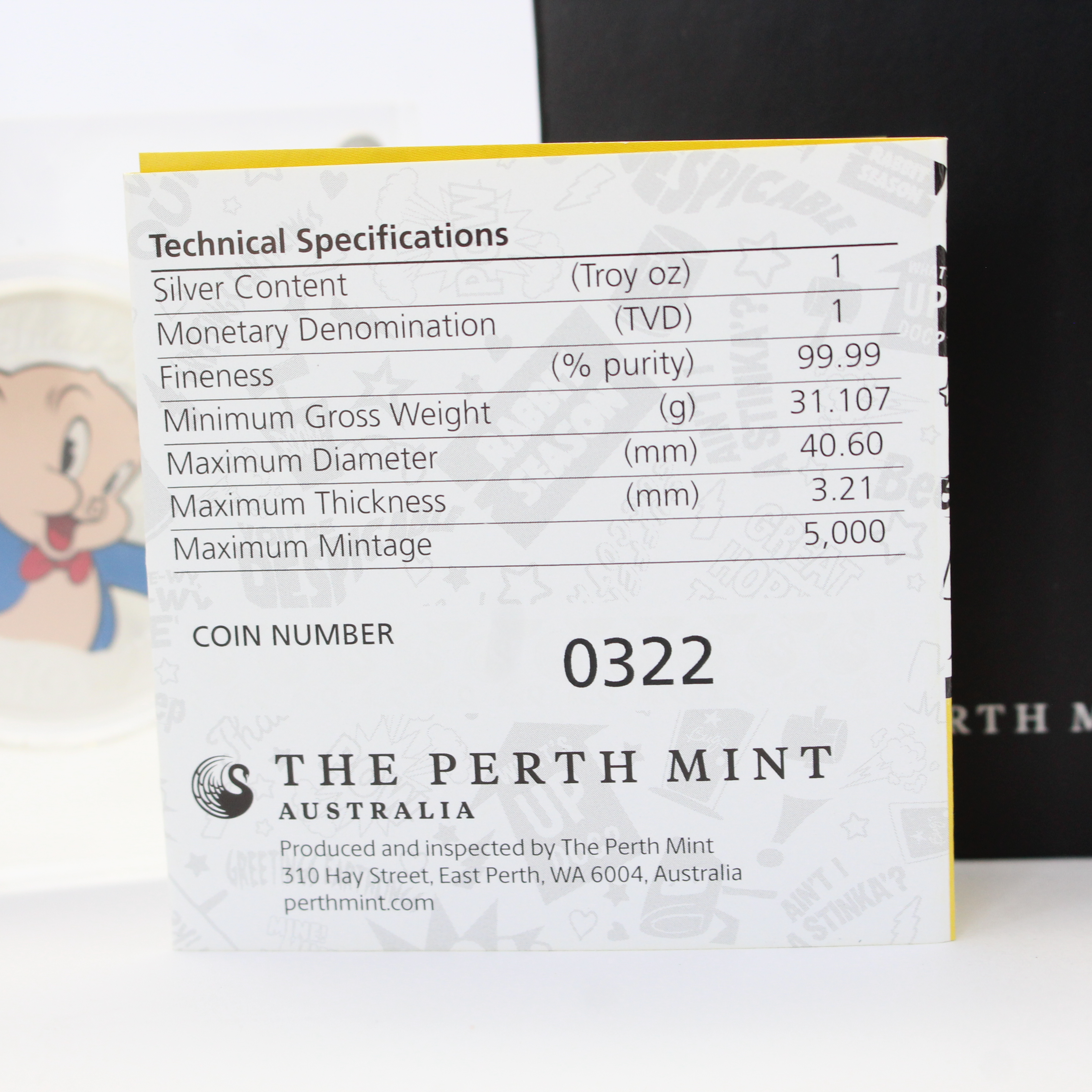 2019 1 oz Fine Silver Porky Pig Proof Coin in Slab w/ Box & Certificate ...