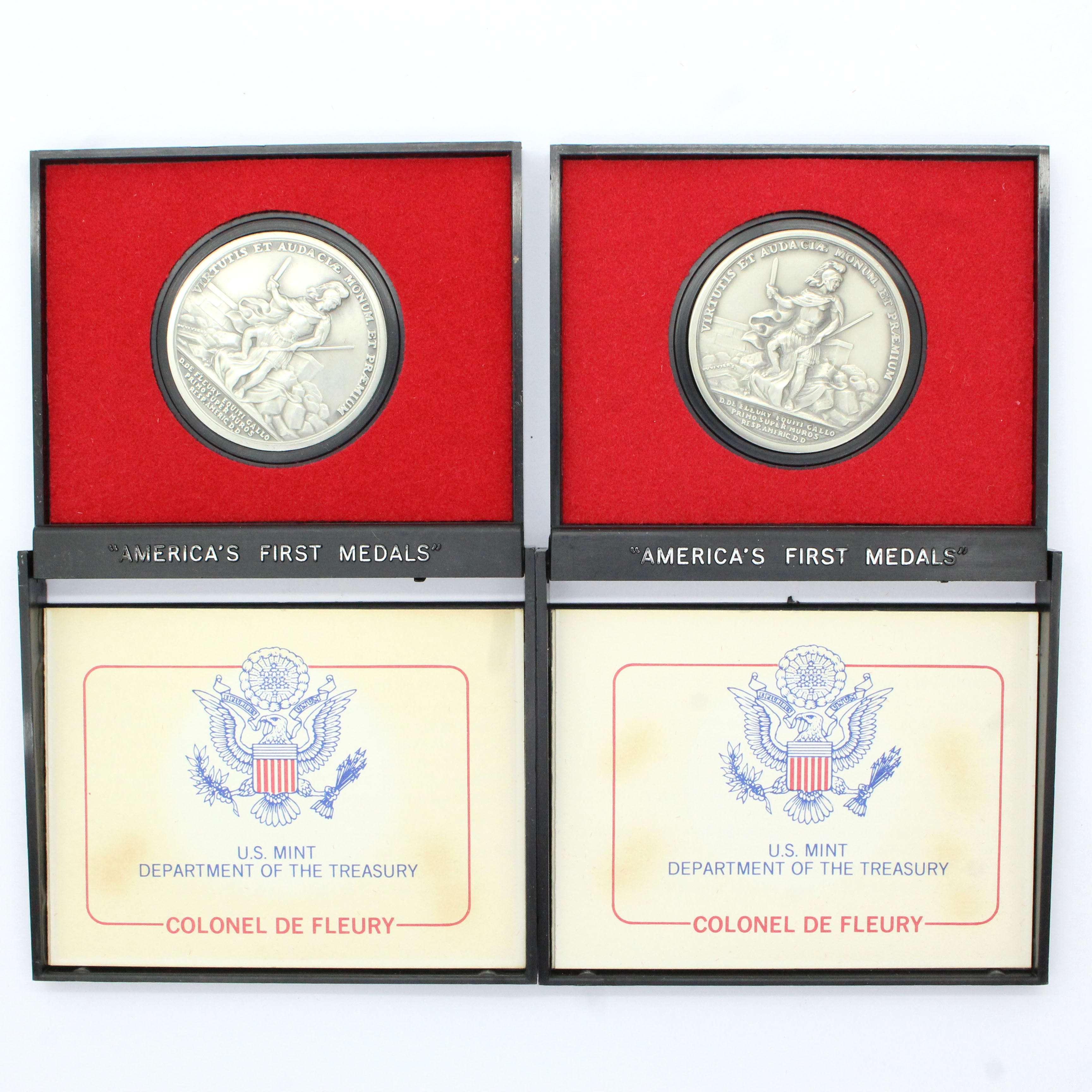 Lot of 2 "America's First Medals" Colonel De Fleury Pewter Medals ...