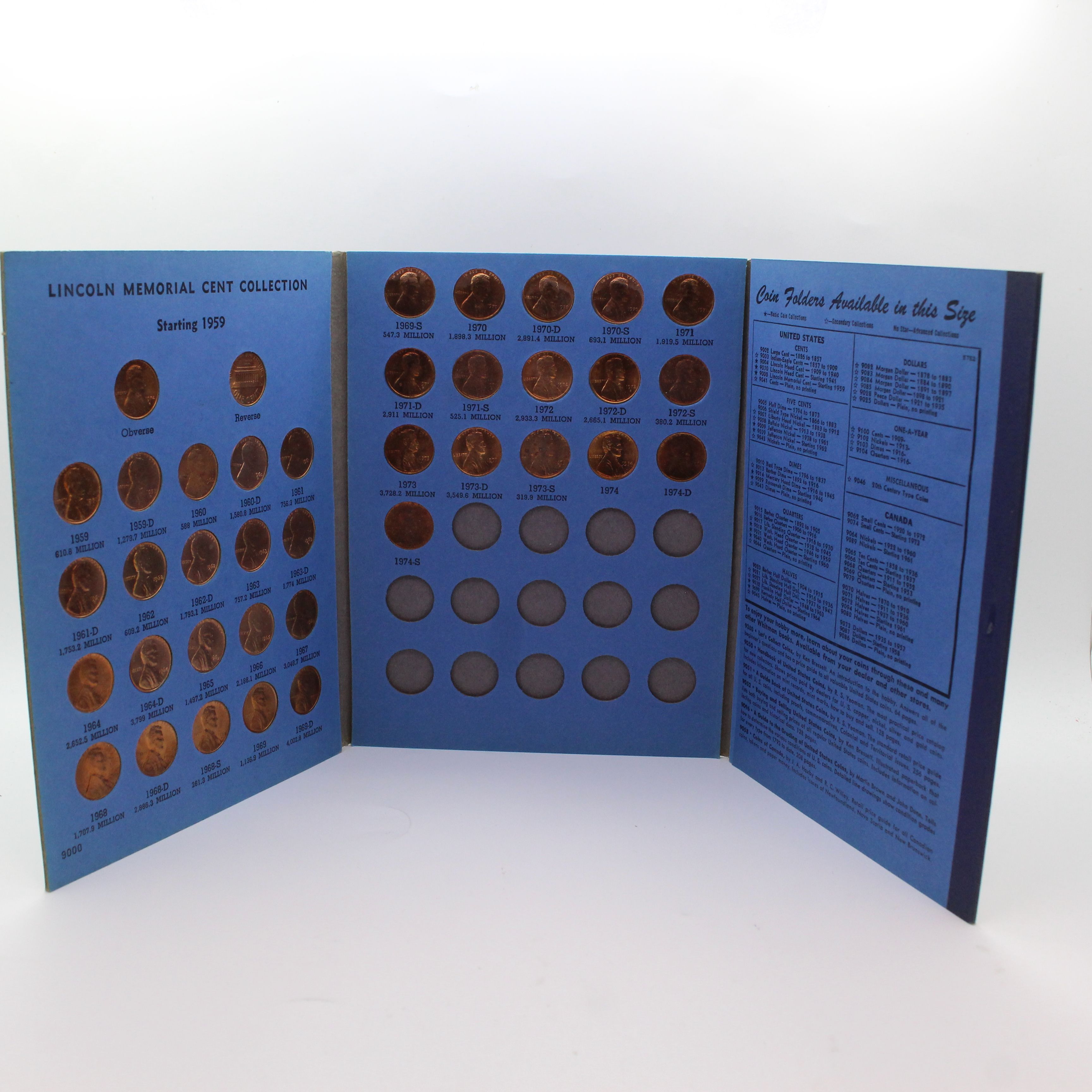 Lincoln Memorial Cent Collection Booklet Starting at 1959 - 38 Coins ...