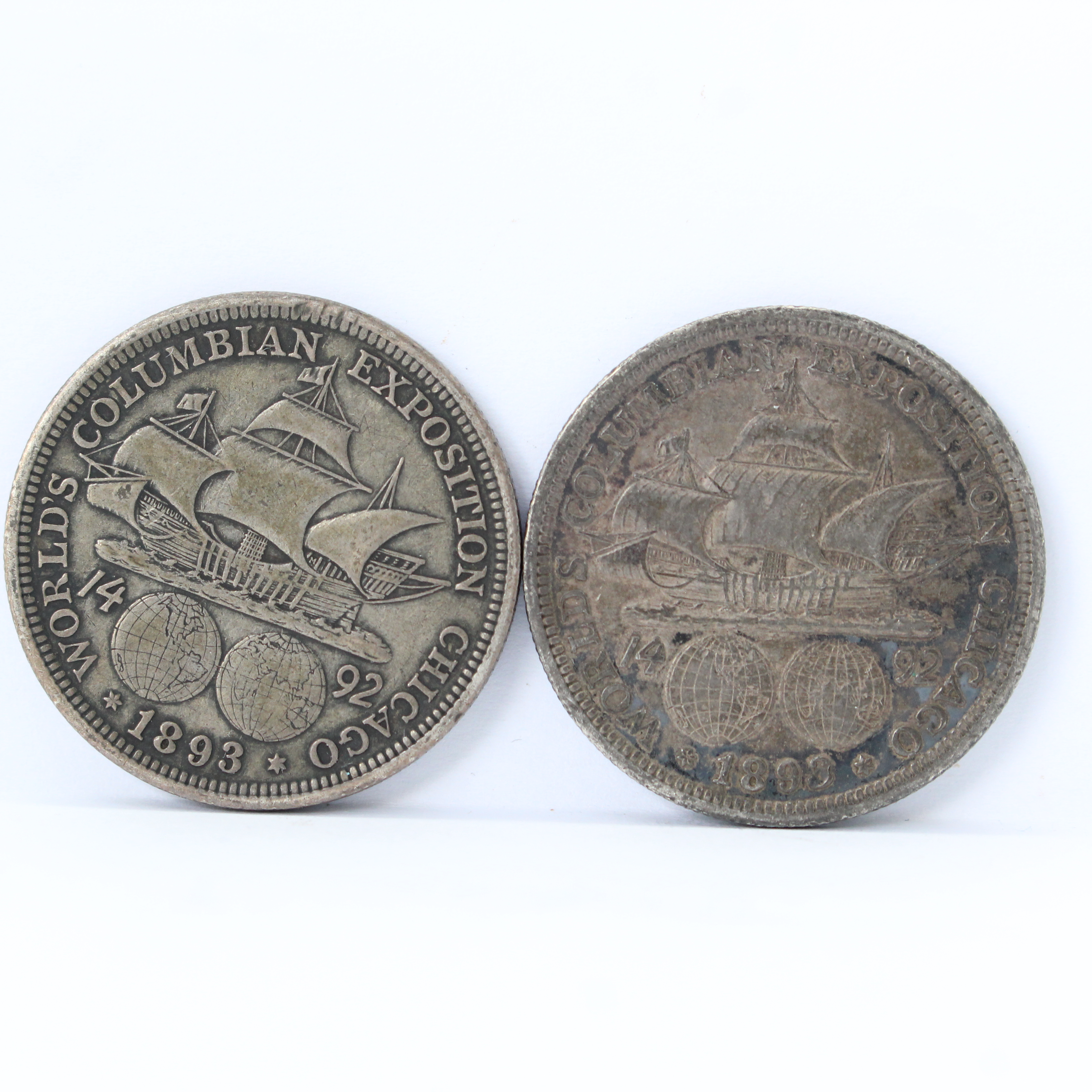 Lot of 2 1893 90% Silver World's Columbian Exposition Chicago Half ...