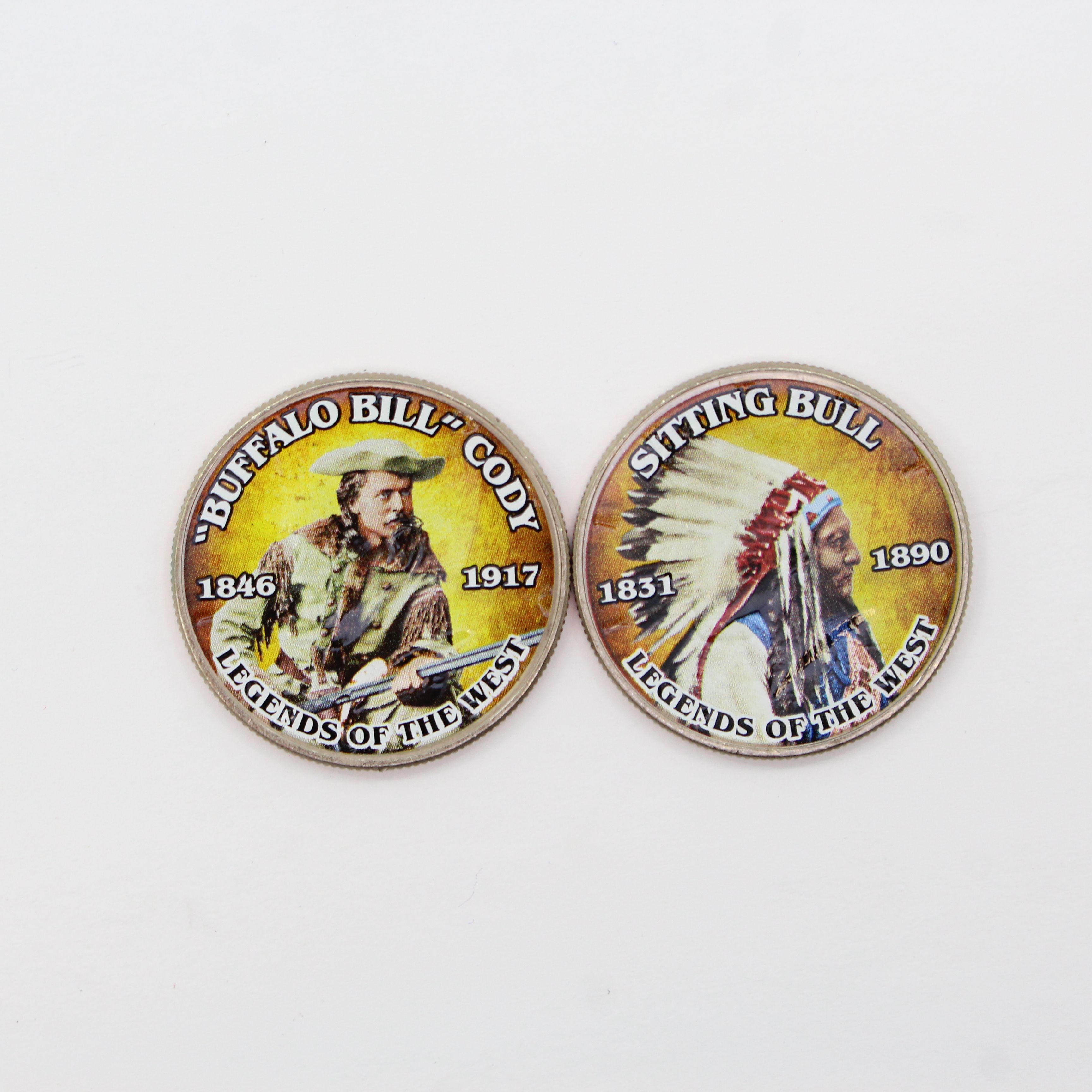 Lot of 2 Colorized Legends of the West Half Dollars - Sitting Bull ...