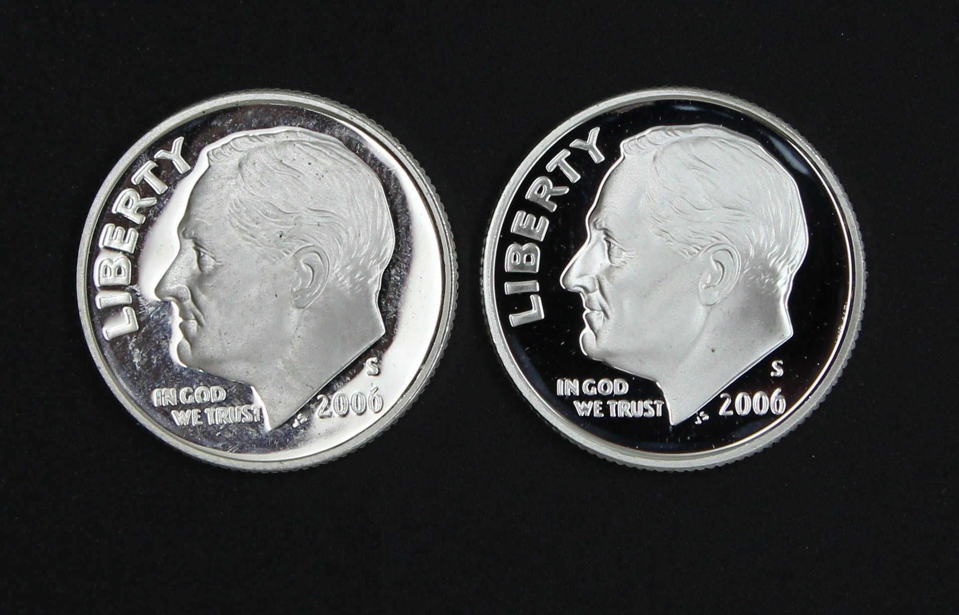 Pair of 2006 S FDR 90% Silver Proof Deep Cameo Dimes | Property Room