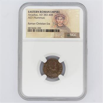 Eastern Roman Empire Arcadius AD 383-408 AE3 Nummus Roman Christian Era ...