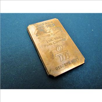 1 oz Copper Cracker Osborne Mint Bar | Property Room