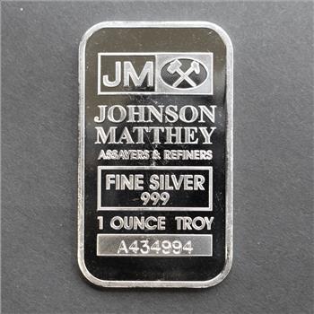 1 Troy Ounce 999 Fine Silver Bar JM Assayers & Refiners | Property Room