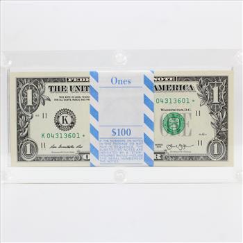 $100 Pack of Star Replacement Notes - 100 $1 Bill in Plastic Slab (a ...