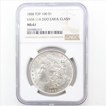 1888 Top 100 Silver Morgan $1 VAM-11A DDO Ear & Clash NGC MS 61 (109) | Property Room
