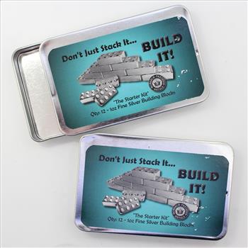 Lot of 2 EMPTY Silver Lego Container Tins - Holds 12 Silver Lego Blocks ...