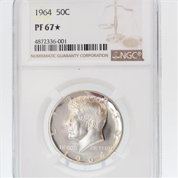 1964 90% Silver Kennedy Half Dollar Proof NGC PF67 Star (487) | Property Room