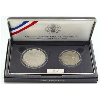 1991 Mt. Rushmore Anniversary Two-Coin Silver Proof Set | Property Room