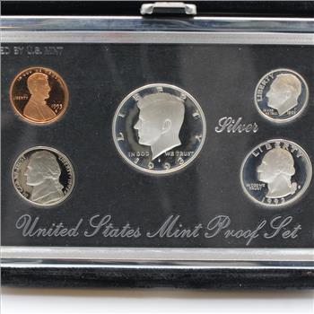 1993 U.S. Mint Premier Silver Proof Set w/ Collector's Case & Cert. of ...