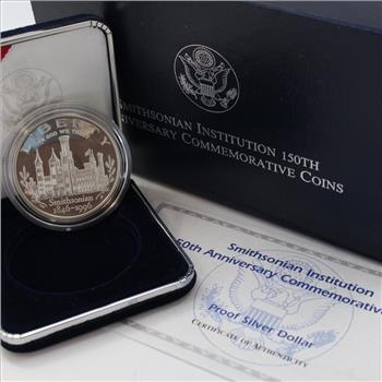 1996 Smithsonian Institution 150th Anniversary Proof Silver Dollar ...