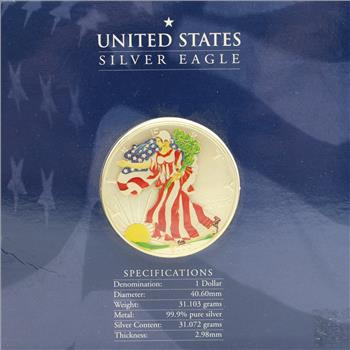 2000 Colorized Silver 1 oz Fine Millenium Eagle One Dollar | Property Room