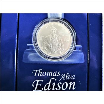 2004 Thomas Edison Commemorative Silver Coin Set Special Box w COA ...