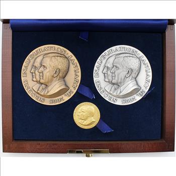 2005 Gold, Silver & Bronze Presidential Inaugural Medal Set w ...