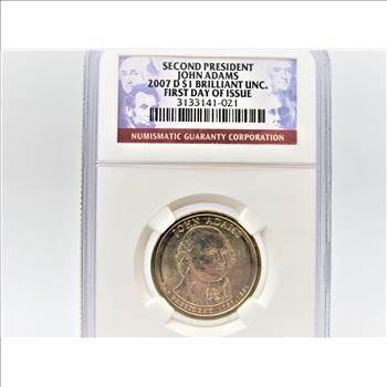 2007-D $1 President Adams Coin NGC BU First Day of Issue (075 ...