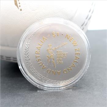 2015 1 oz Fine Silver Cricket World Cup Curved Coin in Cricket Ball ...