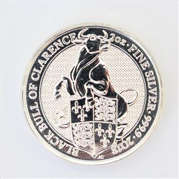 2018 2 Oz 9999 Fine Silver Black Bull of Clarence 5 Pounds Coin ...
