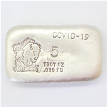 5 Troy oz .999 Fine Silver Bison Bullion Covid-19 Bar | Property Room