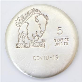 5 Troy oz .999 Fine Silver Bison Bullion Covid-19 Round | Property Room