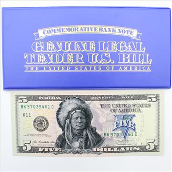 Native American Indian Chief Commemorative $5 Bank Note | Property Room
