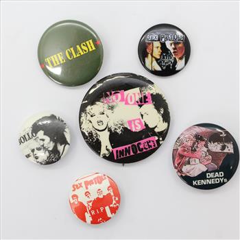 Set of 6 Punk Rock Pins - Dead Kennedys, Sex Pistols, The Clash, Sid ...