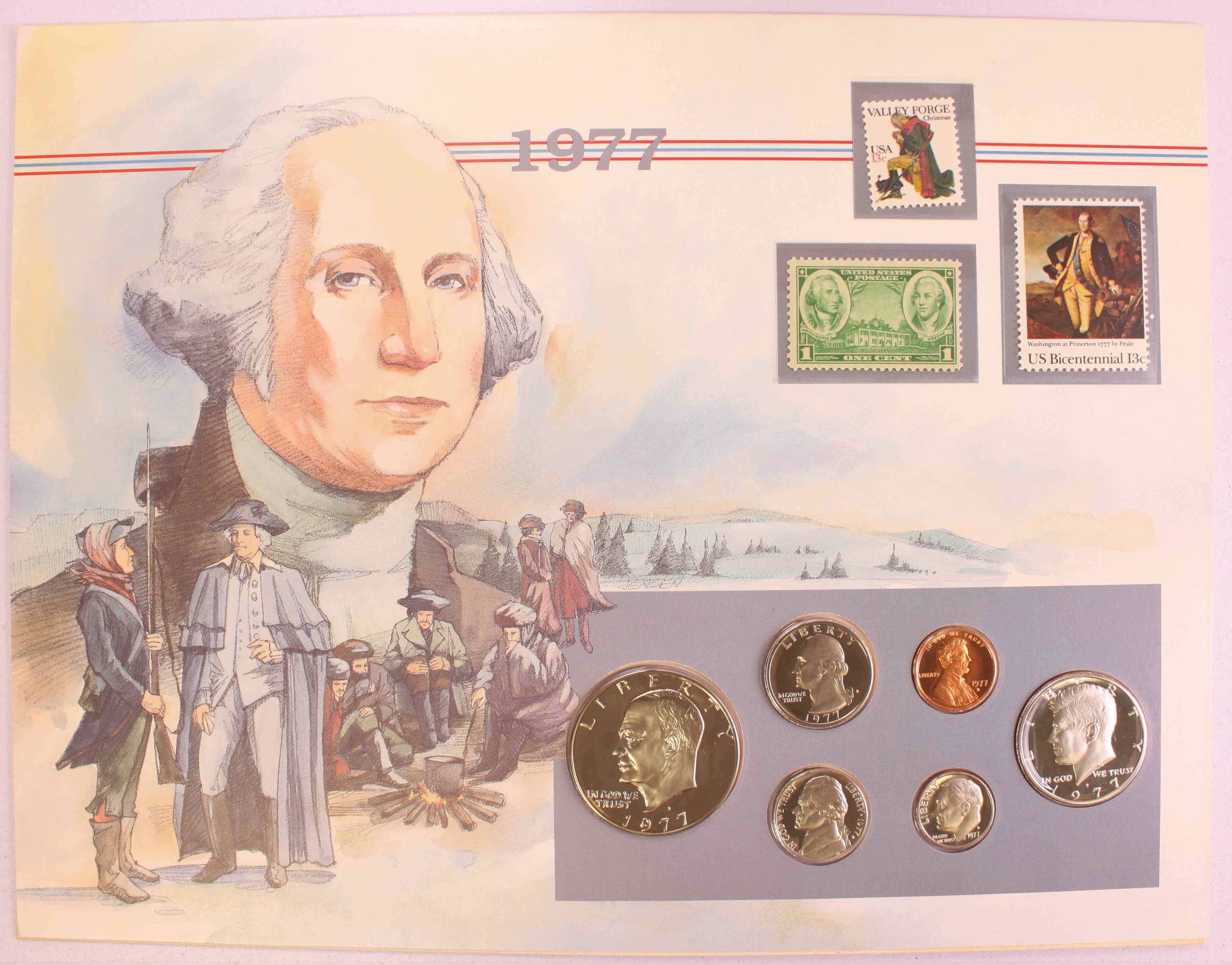 1977 US George Washington at Valley Forge Complete Coin and Stamp Set ...