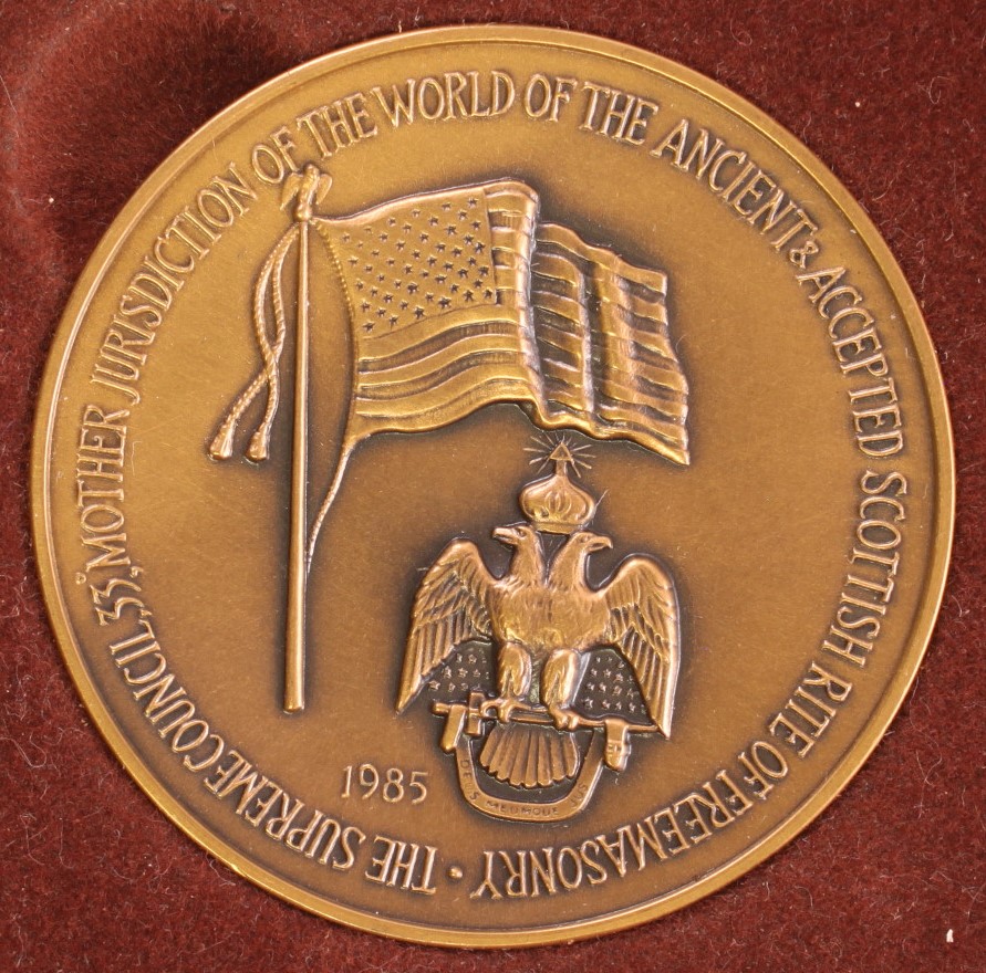 1985 Solid Bronze Scottish Rite Freemason Medal - Freedom of the Body ...