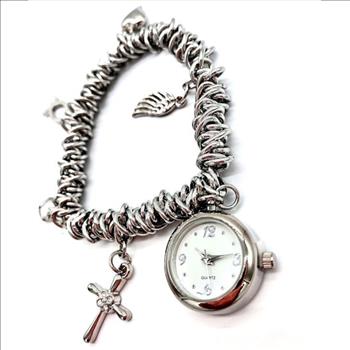 Avon Women's Signature Collection Round Silver Cross Charm Bracelet ...