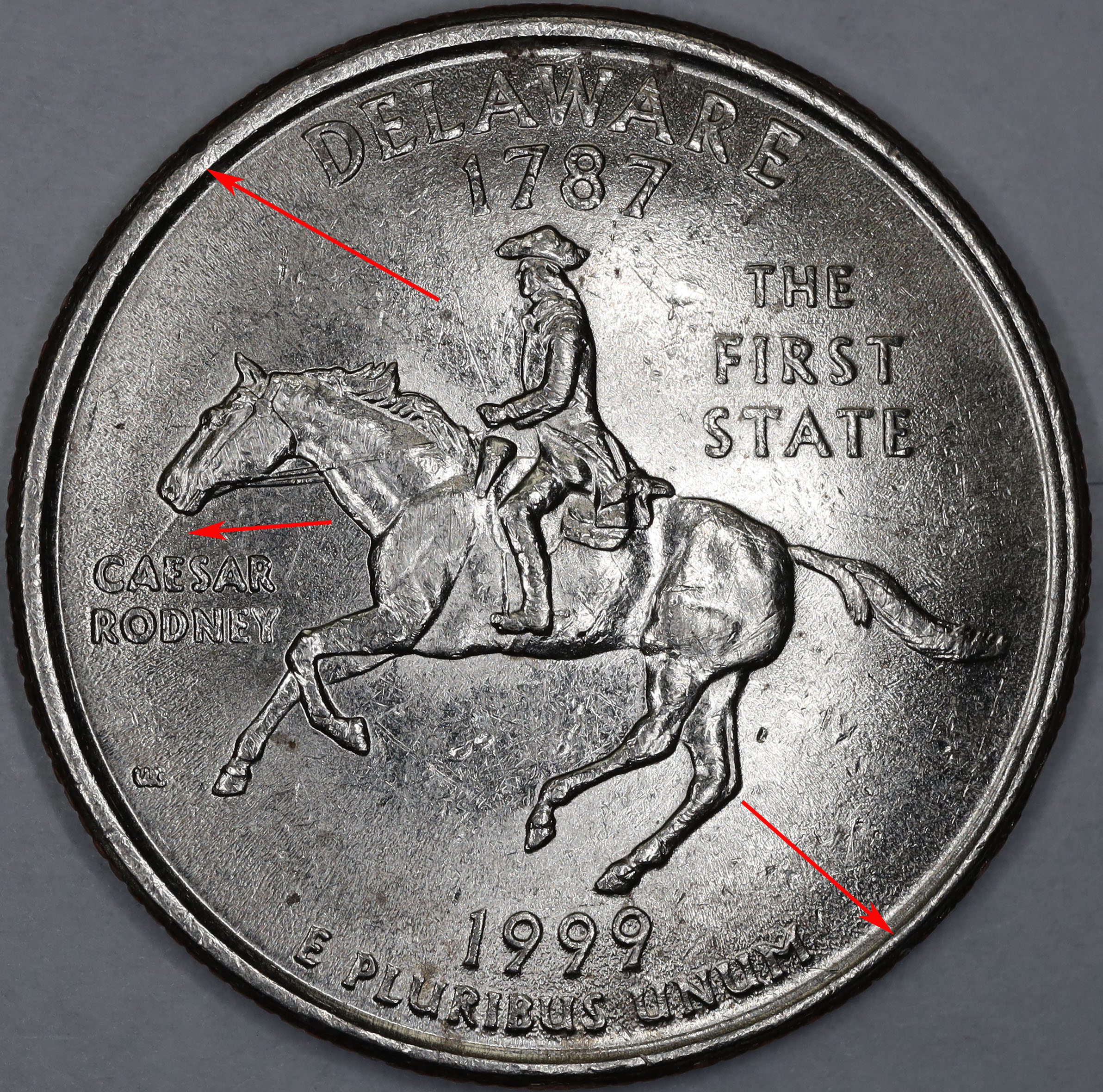 1999-P Spitting Horse & Broadstrike Mint Errors - Delaware State ...