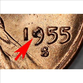 Error Coin - 1955-S Brilliant Uncirculated Cud Retained on 9 of Date ...