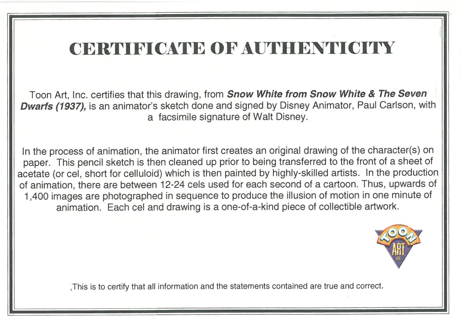 Original Snow White Drawing - Signed by Disney Animator | Property Room