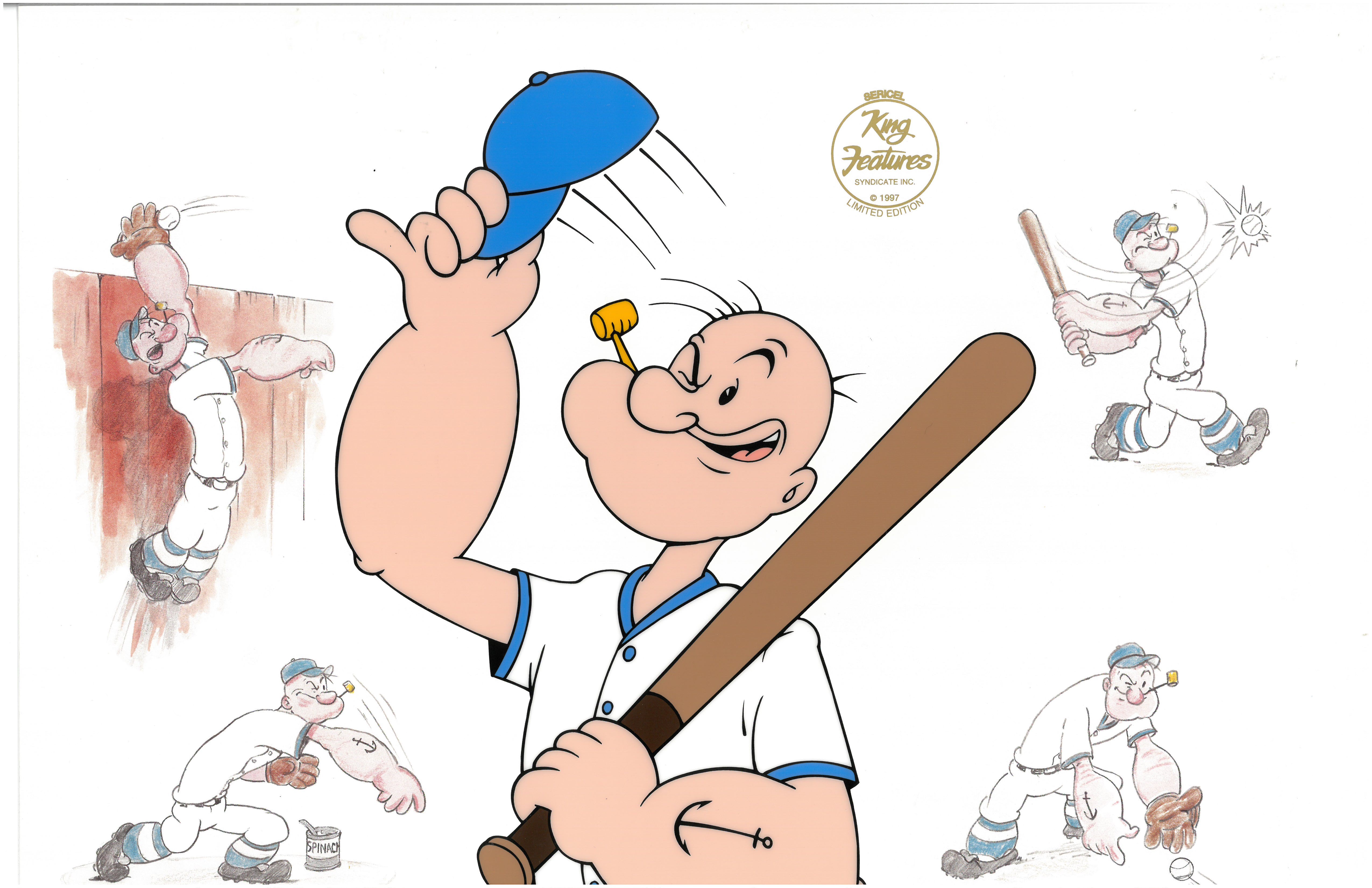 Popeye Baseball Sericel with Lithographic Background | Property Room