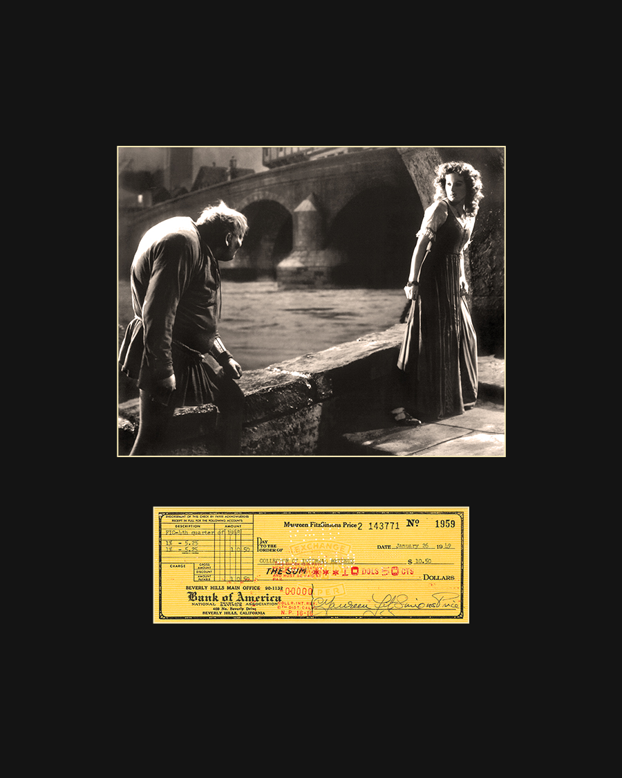 Original 1951 Maureen O'Hara Check/Photo -Hunchback of Notre Dame ...