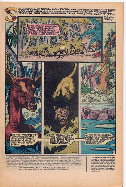 1972 DC: Tarzan #212 - Book Length Feature | Property Room