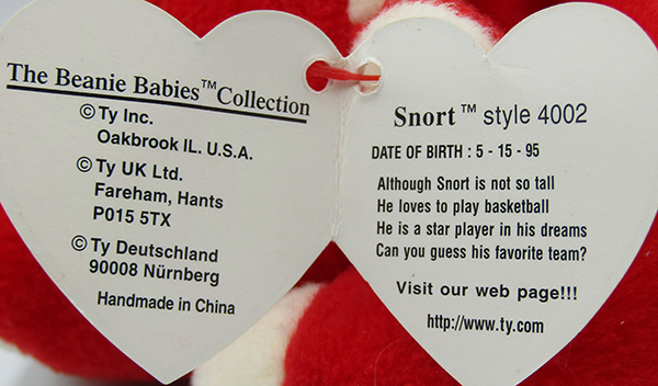 Extremely Rare Beanie Baby: "Snort" - 1995 (P.V.C.) The UNOFFICIAL ...