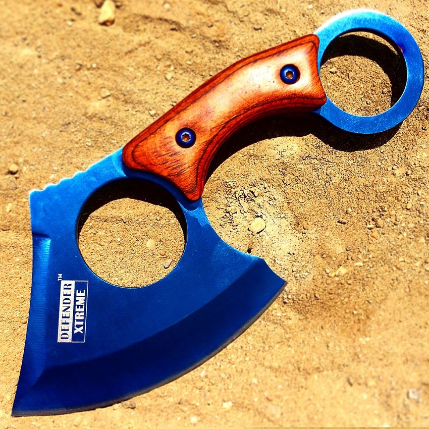 Tactical Karambit Style Throwing Axe - Blue | Property Room