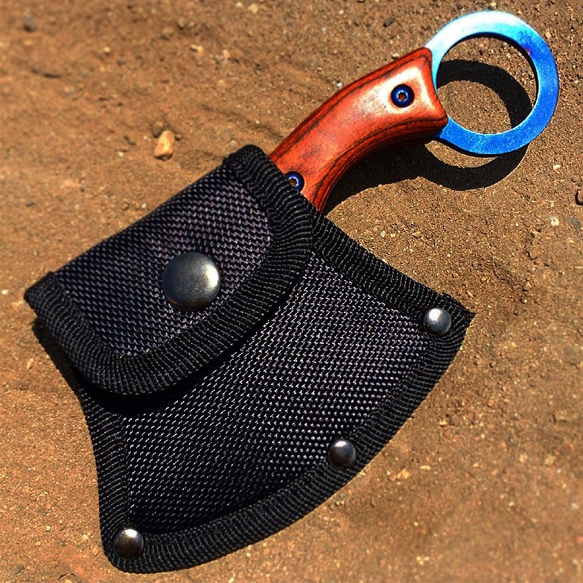 Tactical Karambit Style Throwing Axe - Blue | Property Room