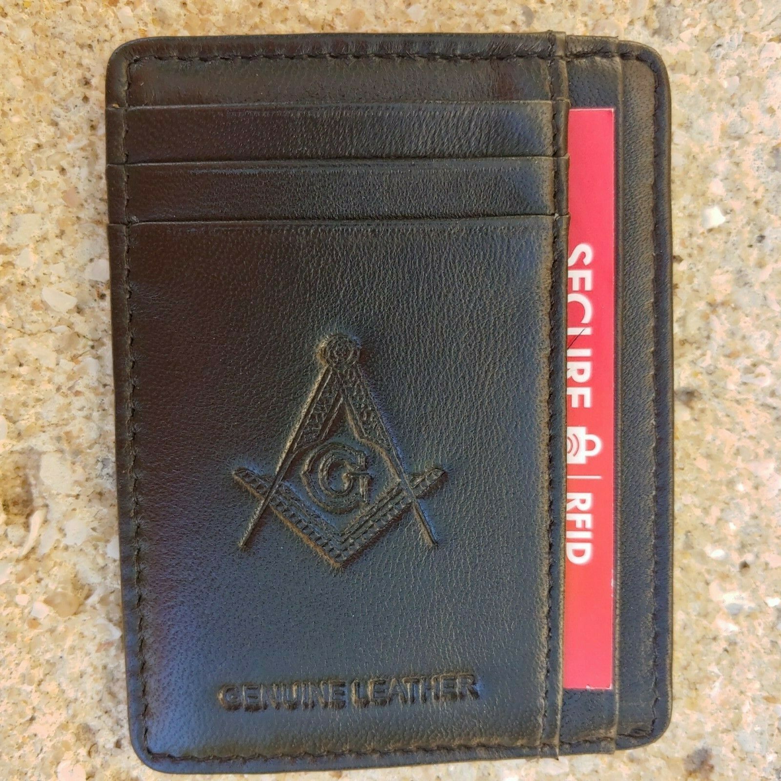 Masonic Black Genuine Leather Slim Wallet | Property Room