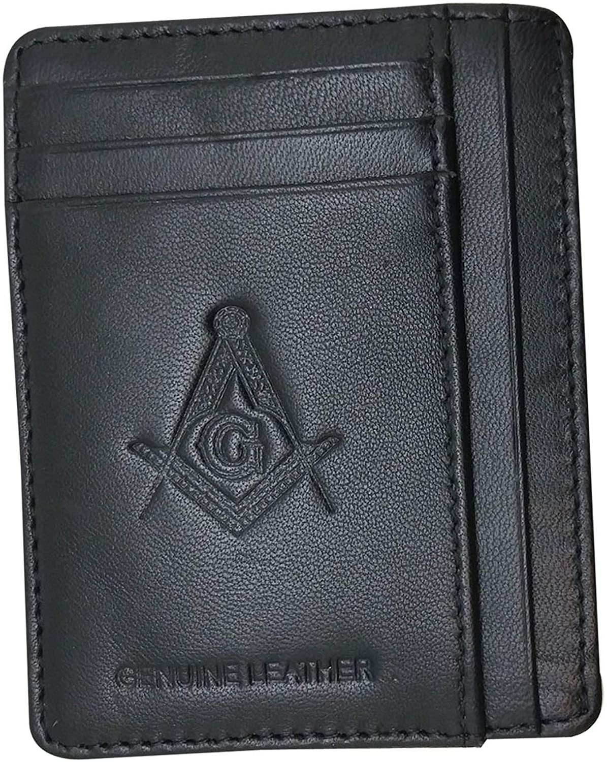 Masonic Black Genuine Leather Slim Wallet | Property Room