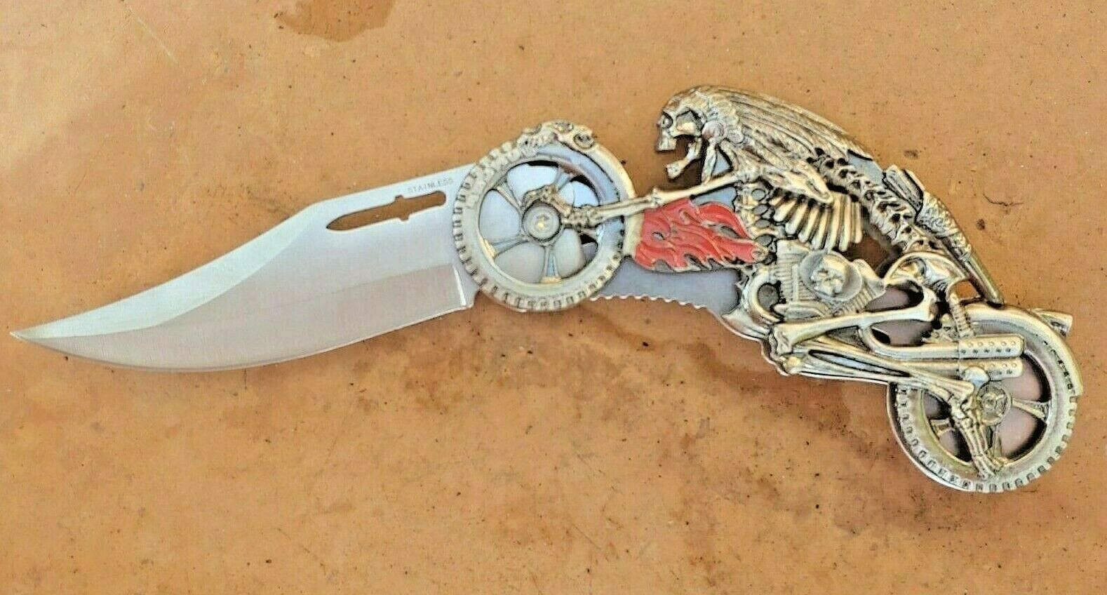 8" Motorcycle Biker Fantasy Skull Knife | Property Room