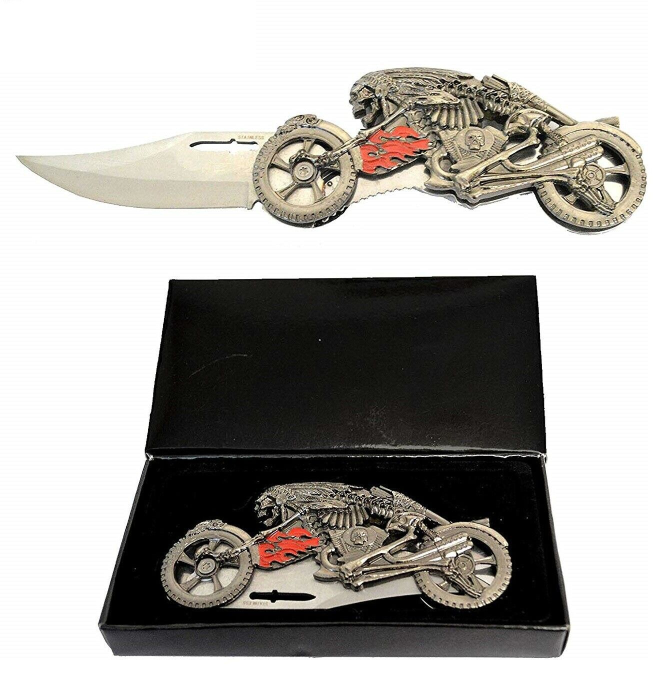 8" Motorcycle Biker Fantasy Skull Knife | Property Room