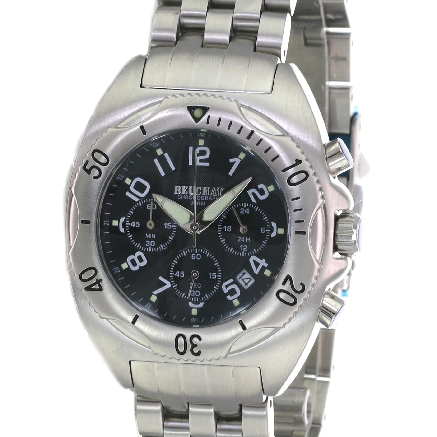 Swiss Made Divers Watch Mens Watch BEUCHAT Tikhau 200M Black Chrono ...