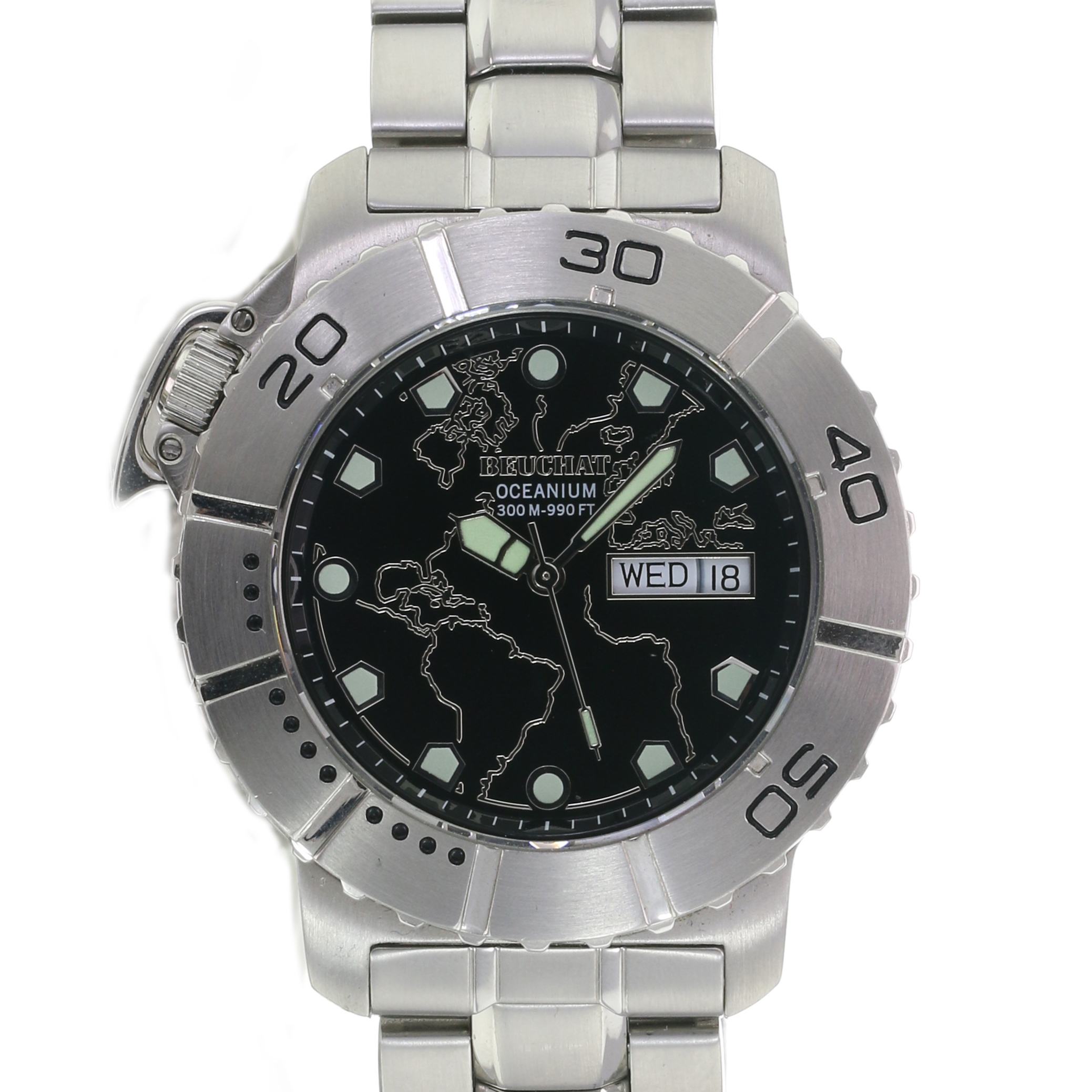 Divers 300MM Watch Mens Watch BEUCHAT Oceanium 300m Steel Black Dial ...