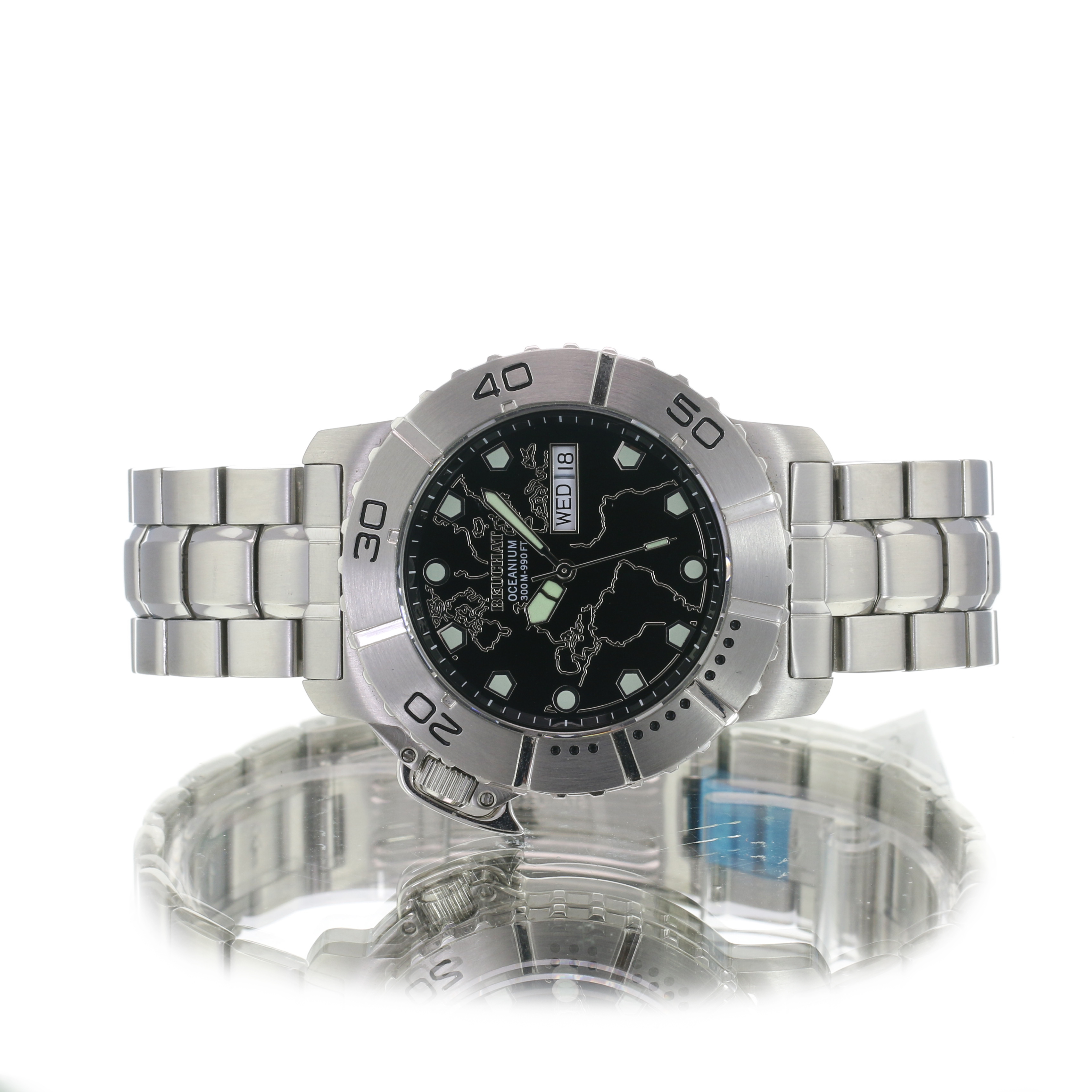 Divers 300MM Watch Mens Watch BEUCHAT Oceanium 300m Steel Black Dial ...