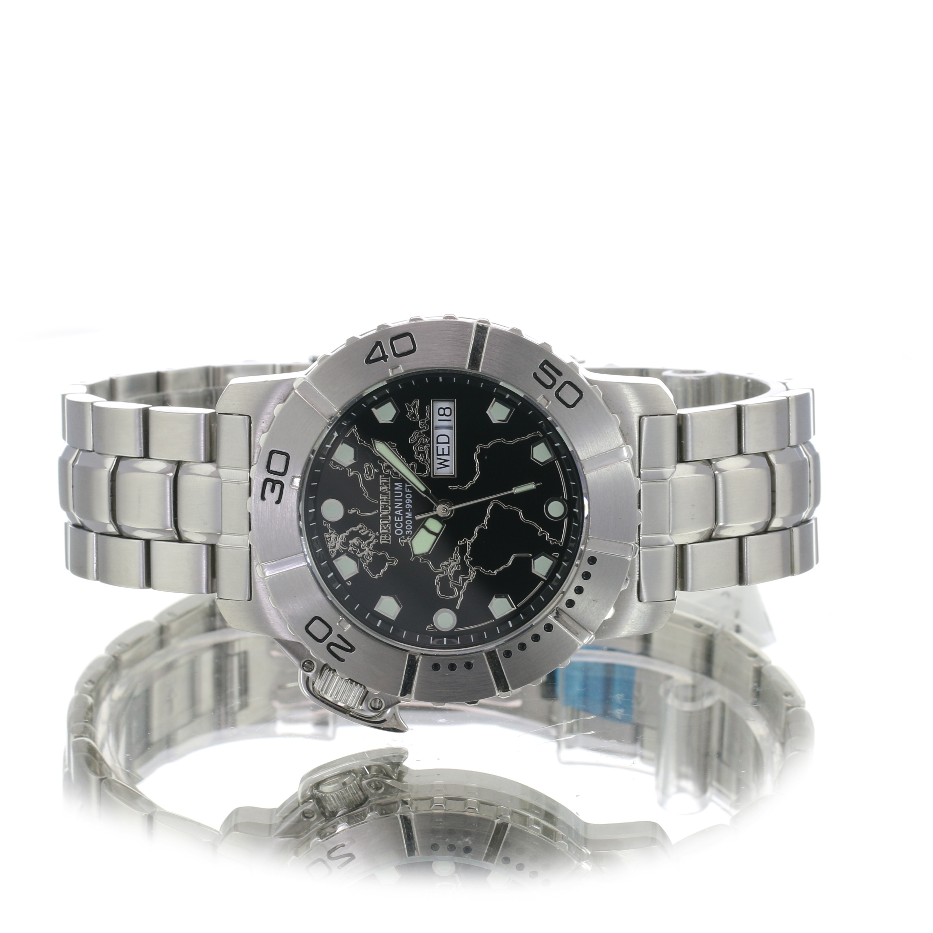 Divers 300MM Watch Mens Watch BEUCHAT Oceanium 300m Steel Black Dial ...
