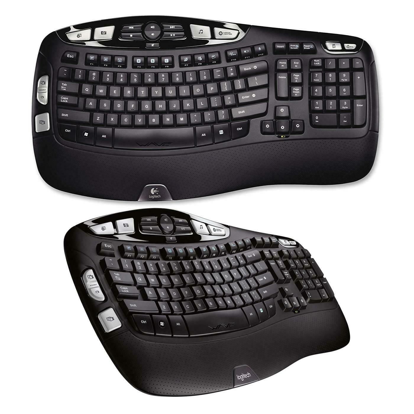 Logitech K350 Wireless Wave Keyboard with Unifying Wireless Technology ...