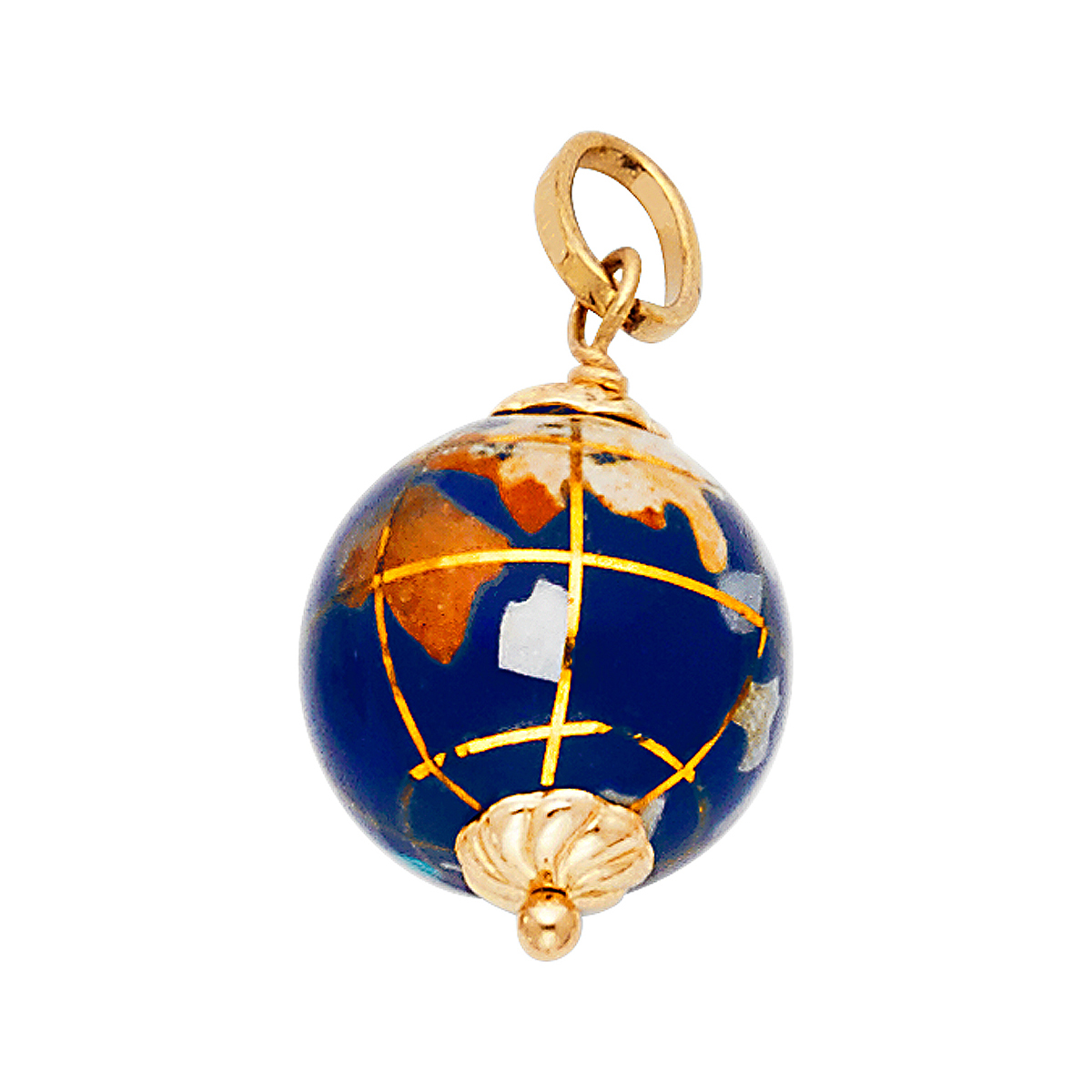 14K Yellow Gold Earth Globe Enamel Pendant | Property Room