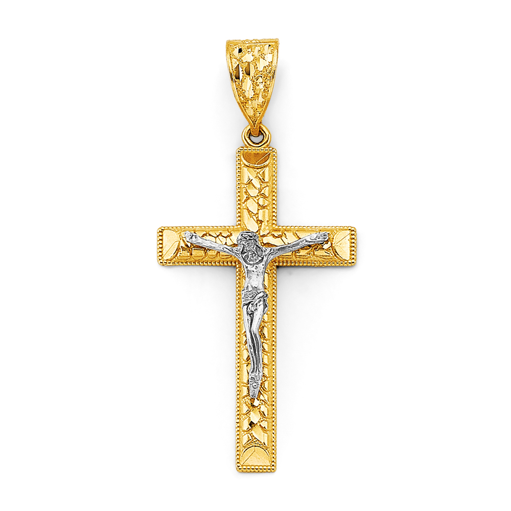 14K Two Tone Crucufix Cross Pendant | Property Room